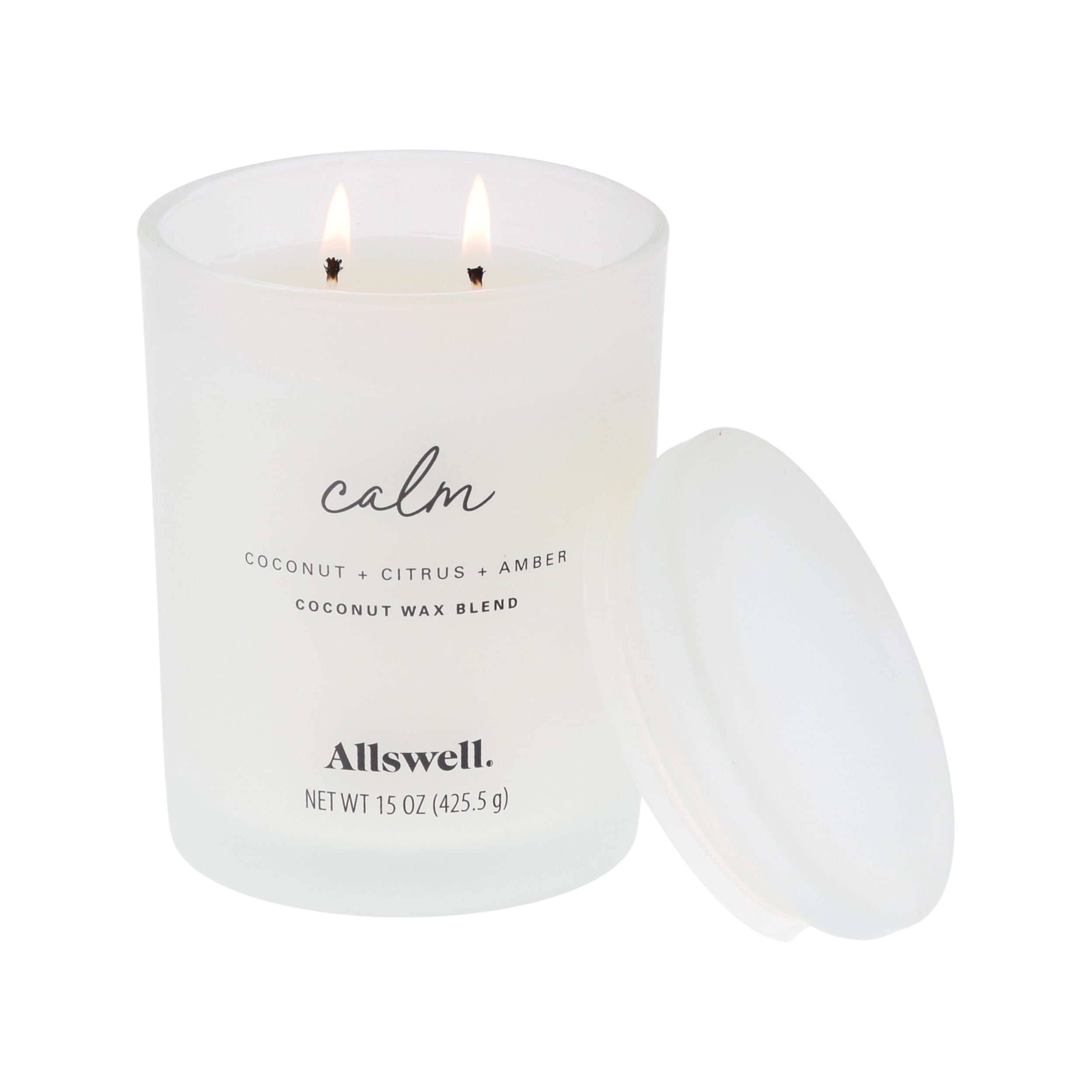 Allswell Calm Scented 2-Wick Candle 15.2oz Coconut Citrus Amber Spa Jar ...