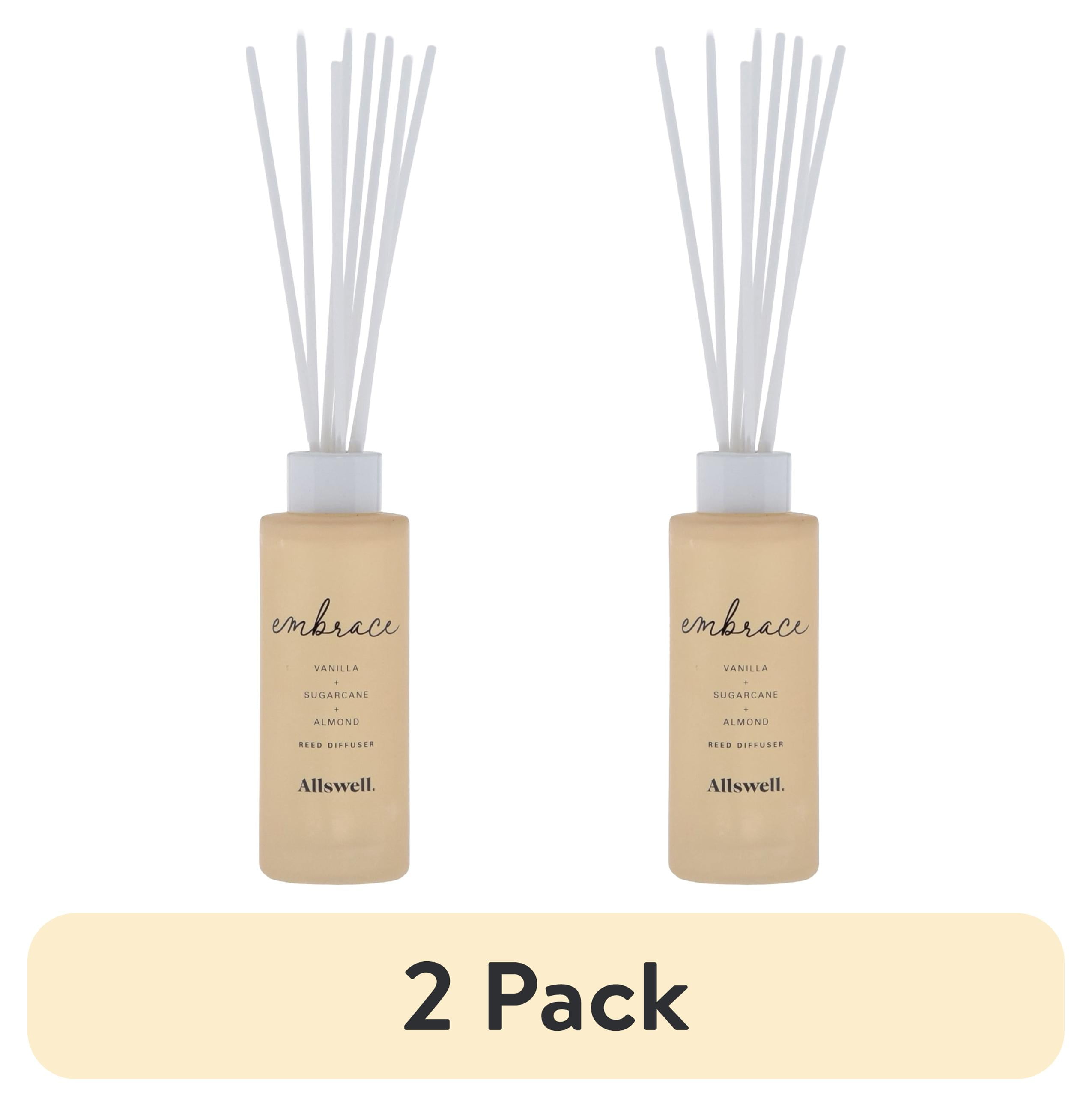 (2 pack) Allswell Embrace (Vanilla + Sugarcane + Almond) Scented Reed Diffuser 3 Fl oz (90mL) 8 ...