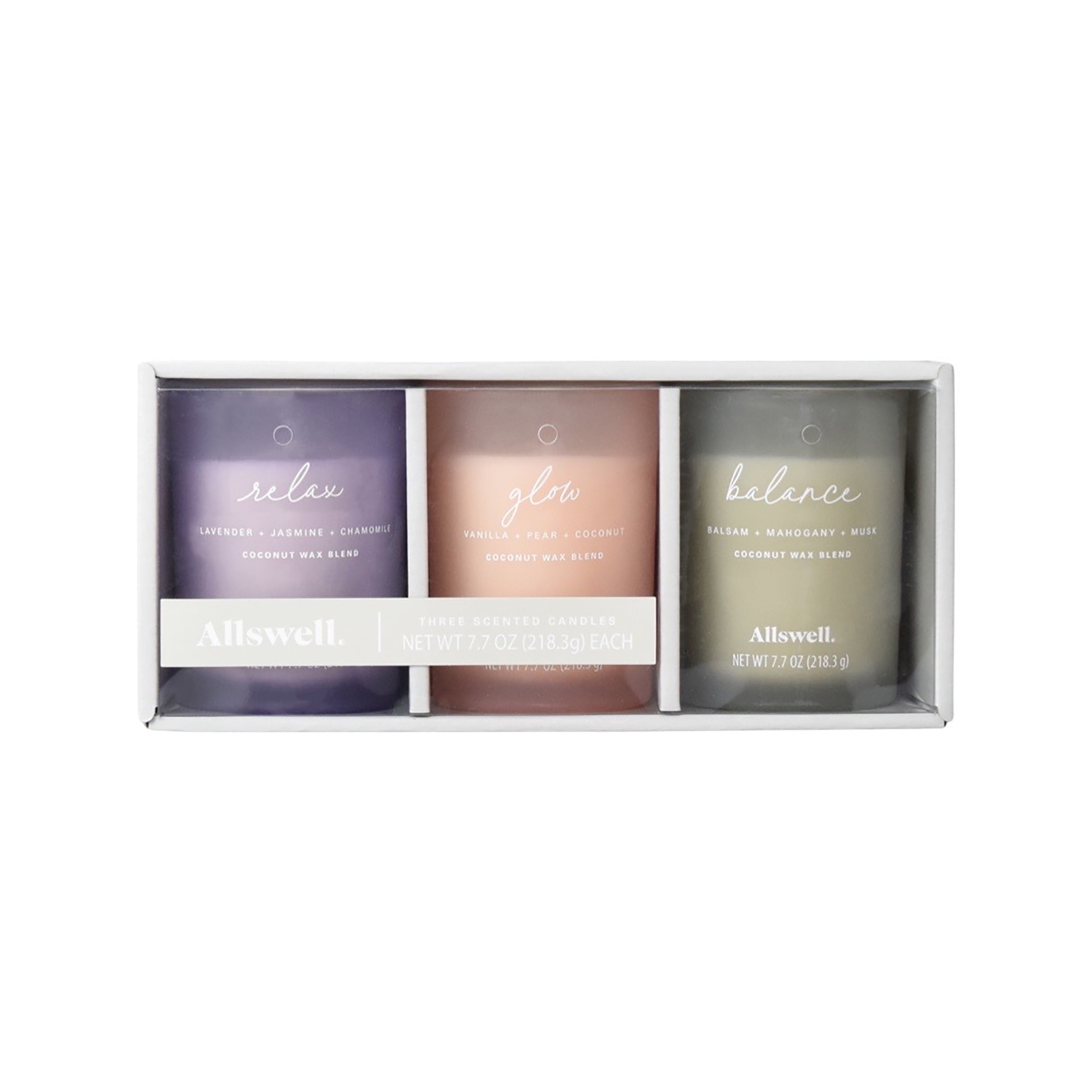 Allswell Spa 3-Pack Assorted Holiday Candle Set 7.7oz Each Relax Glow ...