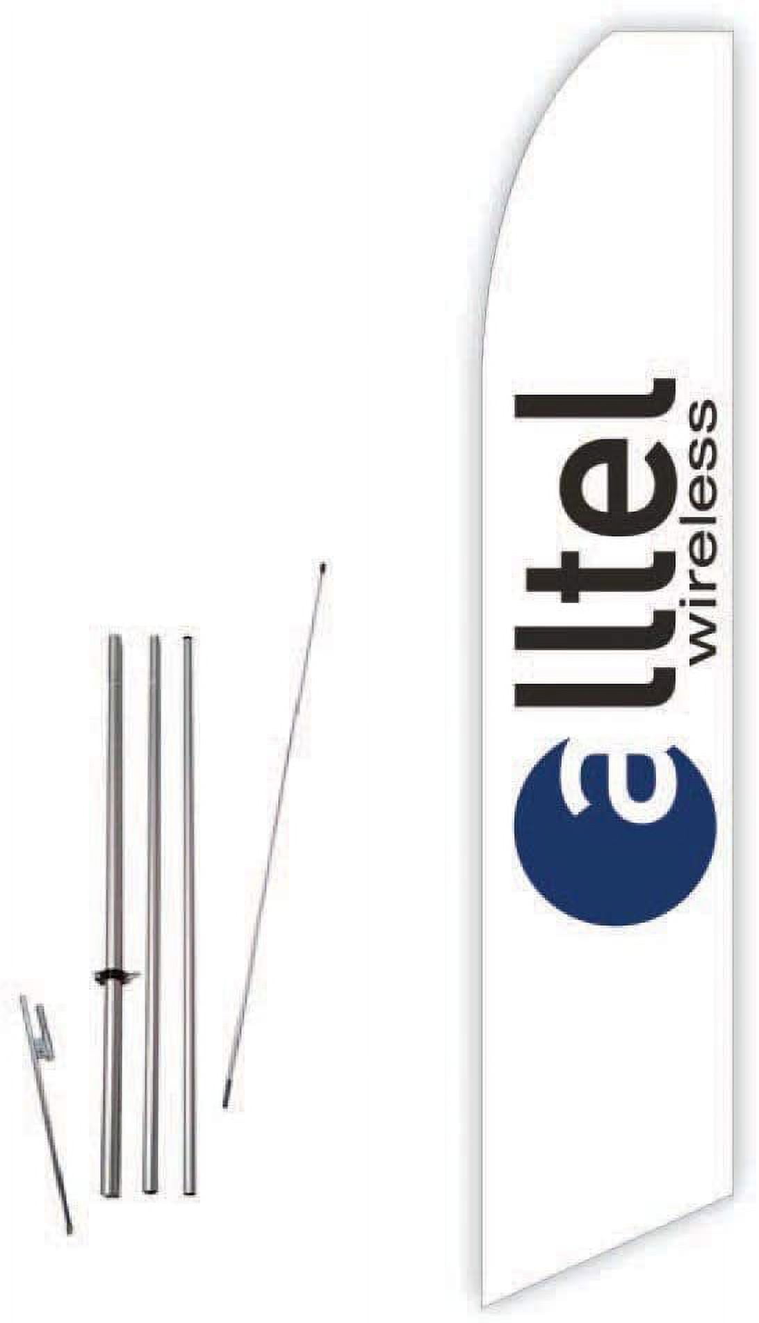 Alltel Wireless White Super Novo Feather Flag - Complete with 15ft Pole Set and Ground Spike ...
