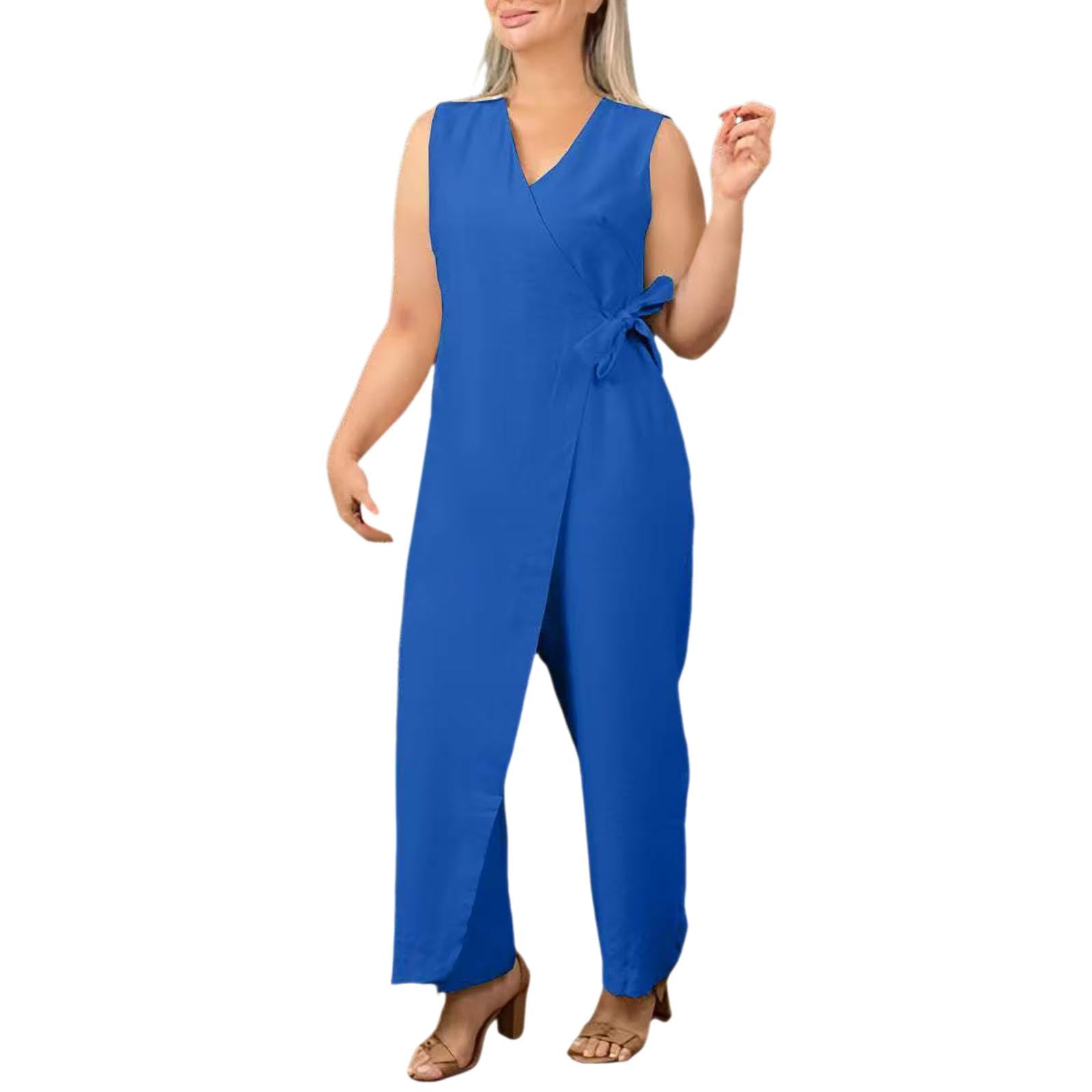 Alltoright Women's Casual V-Neck Cross Strap Jumpsuit, Alltoright ...