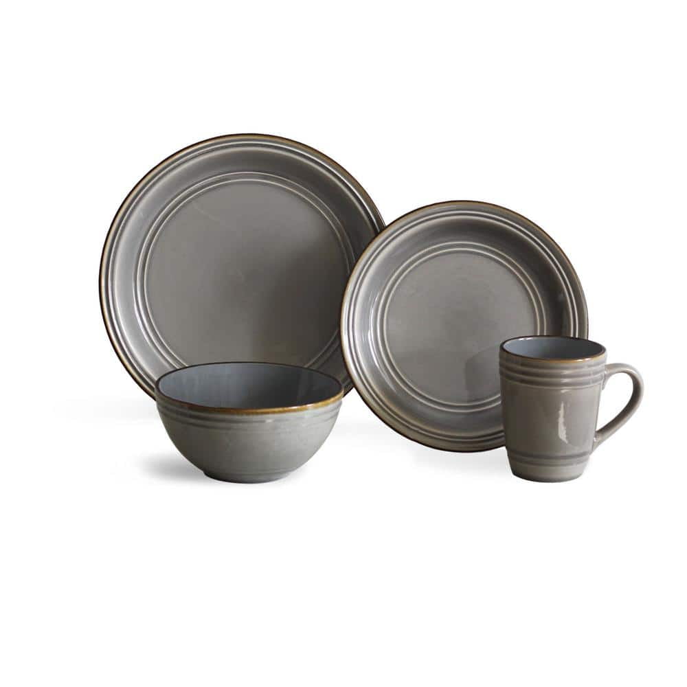 Allure 16-Piece Grey Dinnerware Set - Walmart.com