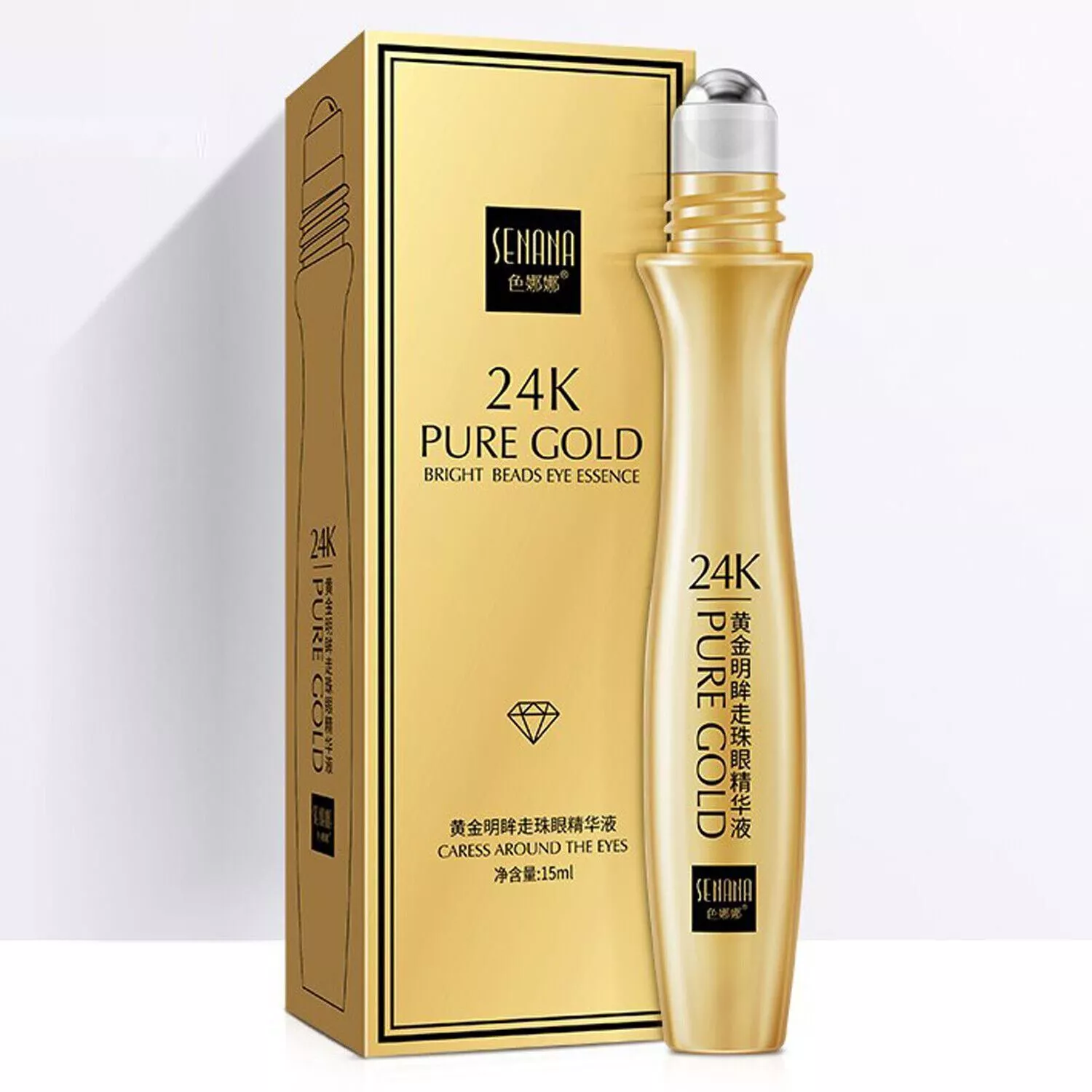 Allure 24K Gold Eye Serum Peptide Collagen Cream Roll-on Essence Anti ...