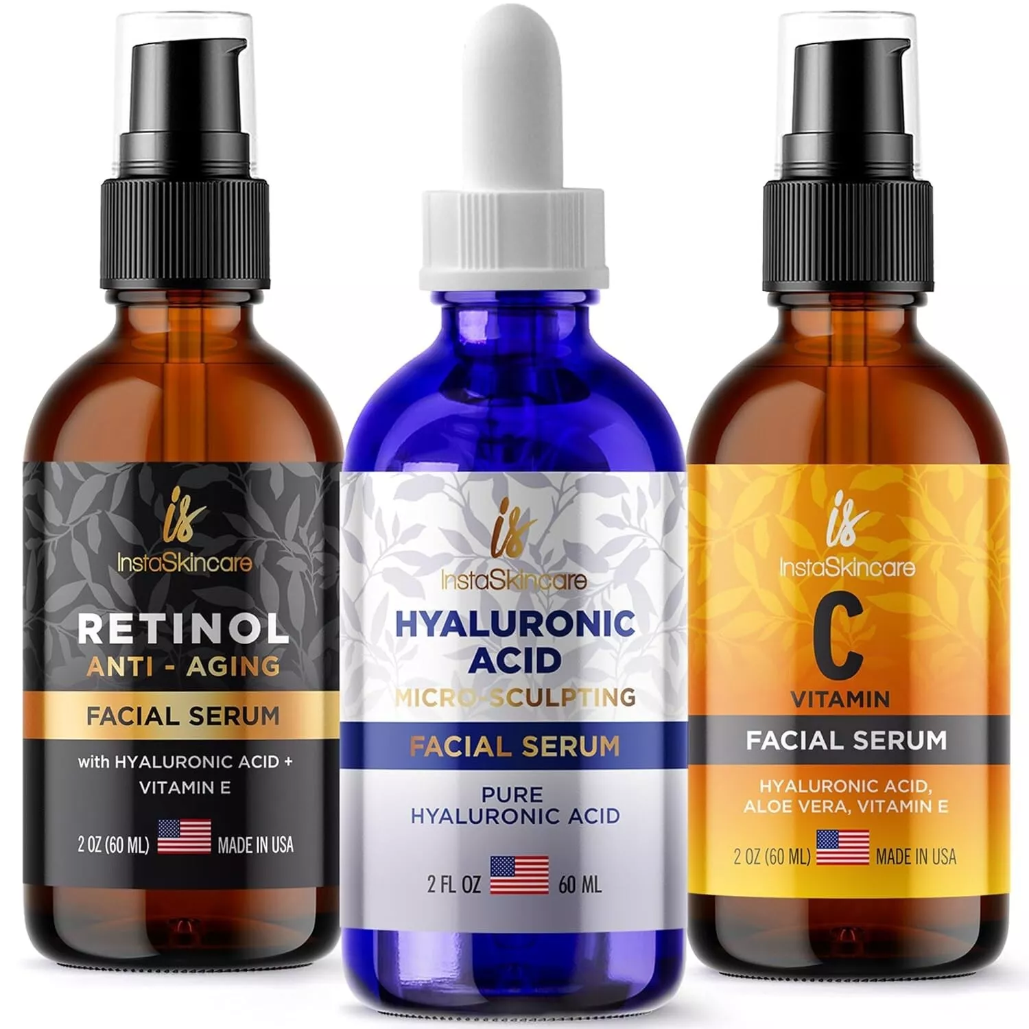 Allure Anti-Aging Serums Set for all skin types Hyaluronic Acid + Vitamin C + Retinol - Walmart.com