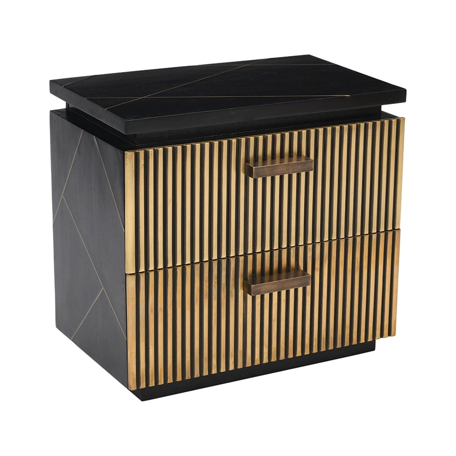 Allure Modern Style 2-Drawer Nightstand Made with Wood in Black/Gold - Walmart.com
