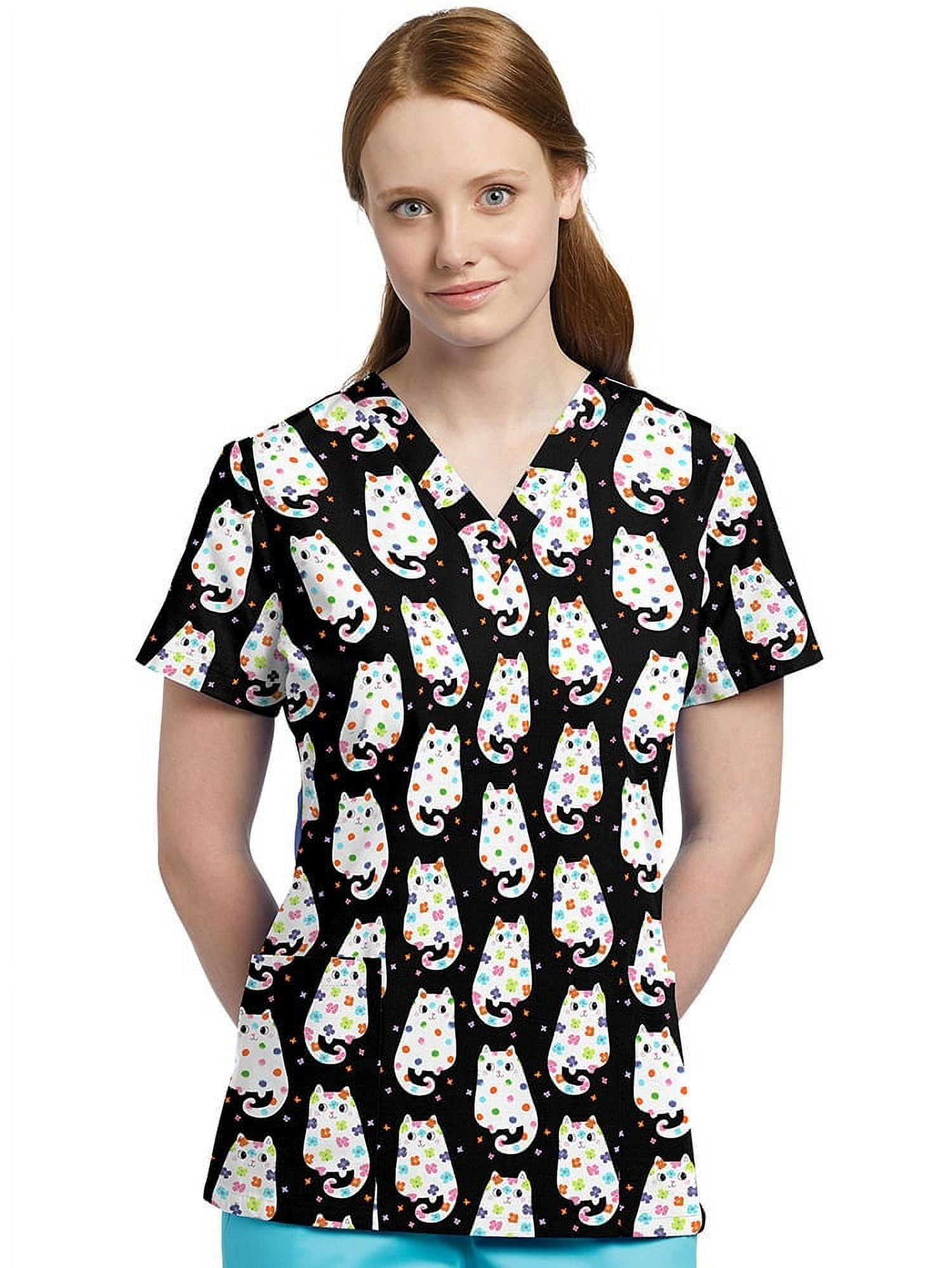 Allure by White Cross Women's V-Neck Cat Print Scrub Top - Walmart.com