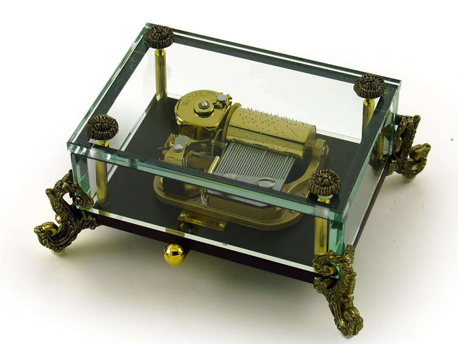 Alluring 30 Note Crystal Glass Music Box w. Detailed Feet, Limited Sale ...