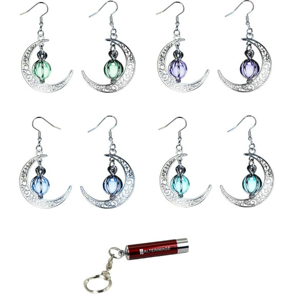 Alluring Crescent Moon Glow In The Dark Earrings 4 Pack Green Blue ...