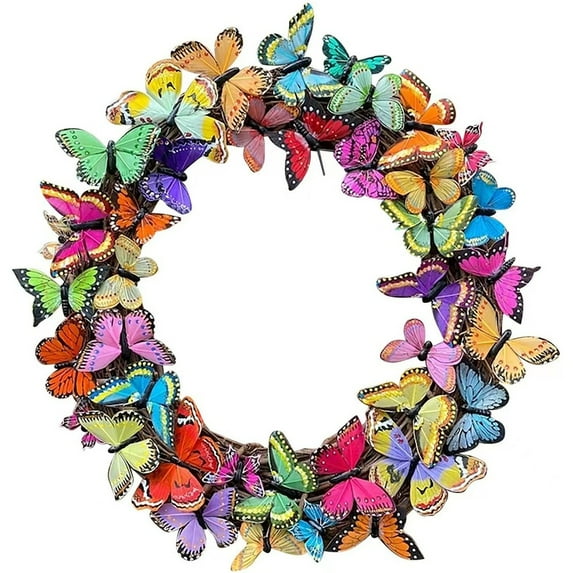 Alluring Entrance Decor Artificial Wreath with Butterflies for Front ...