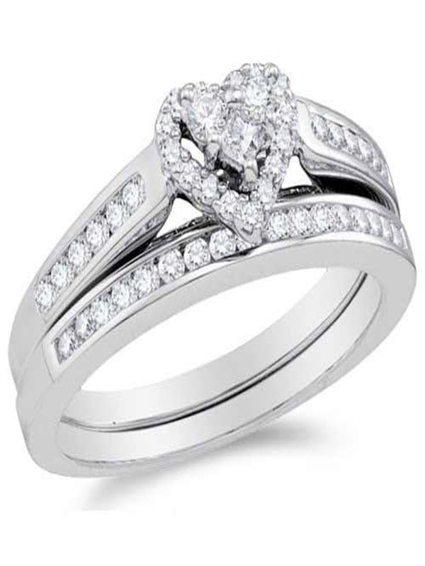 Alluring Heart Ring Halo Cheap Diamond Wedding Ring Set 1 Carat Round ...