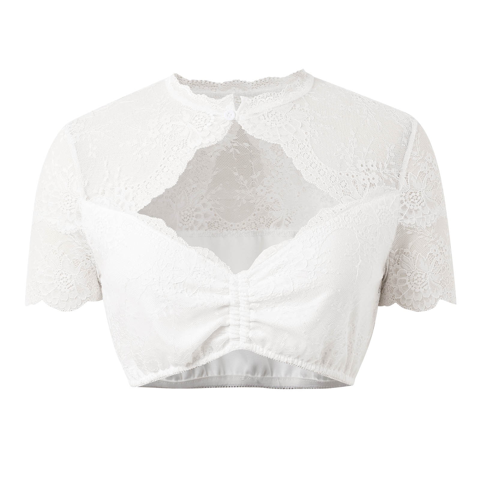 Alluring Lace Short Sleeve Blouse for Women - Elegant Evening Wear ...