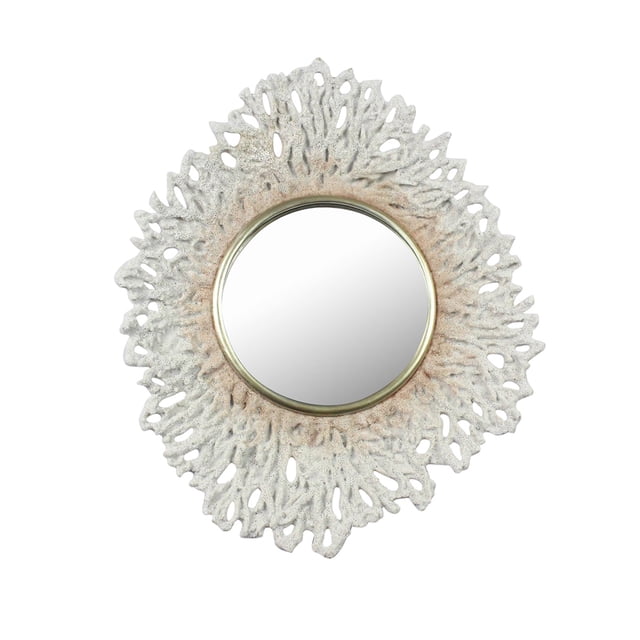Alluring Mirror With Polyresin Coral Patterned Frame, White - Walmart.com
