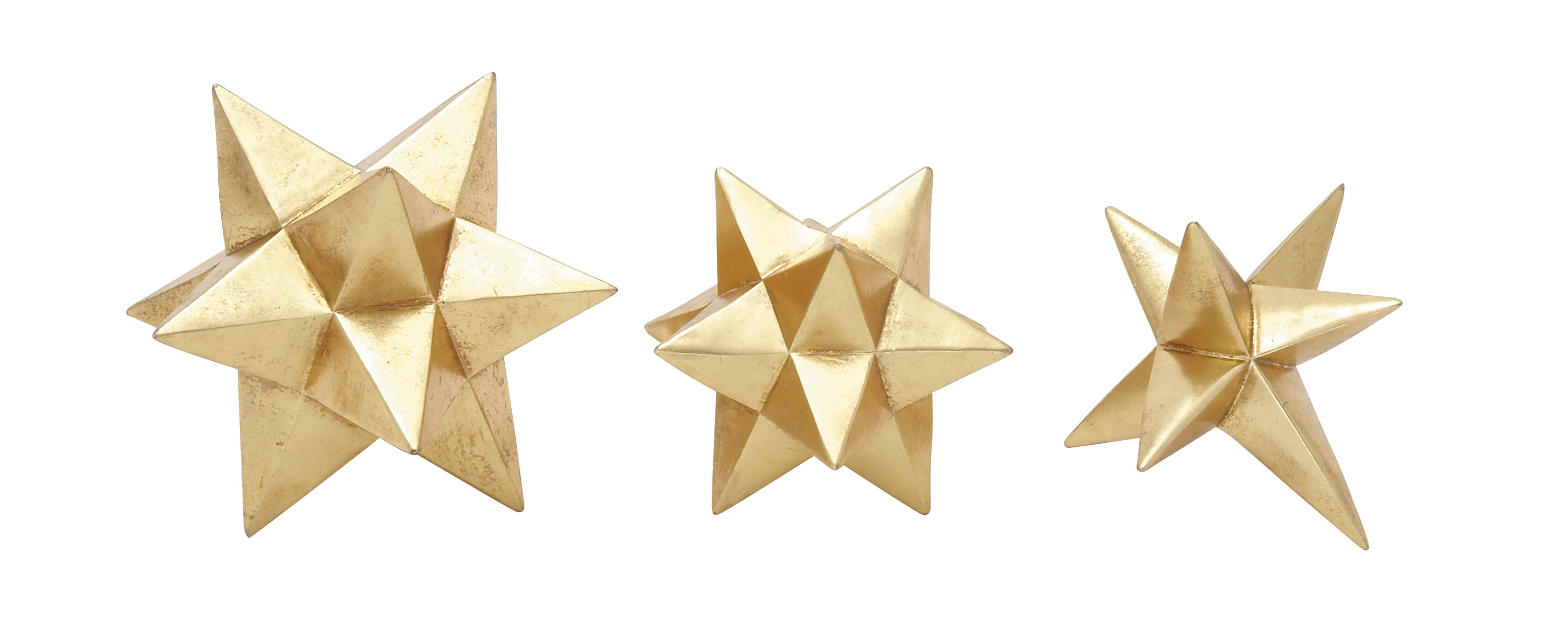 Alluring Polystyrene Gold Star Set Of 3 8" 7" 7"W - Walmart.com