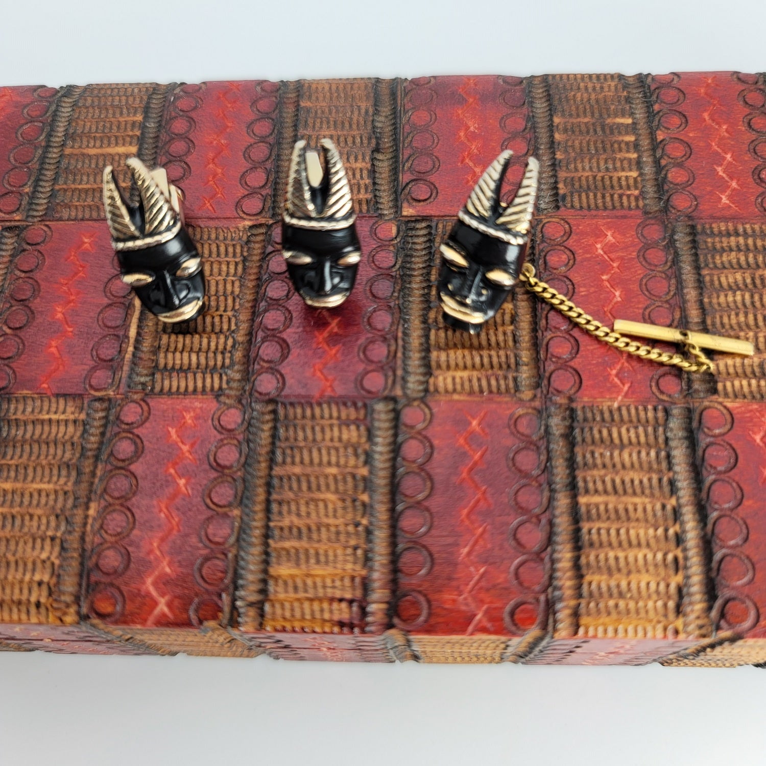 Alluring Vintage Hand-Crafted Tribal Mask Swank Cufflinks & Tie/Lapel ...