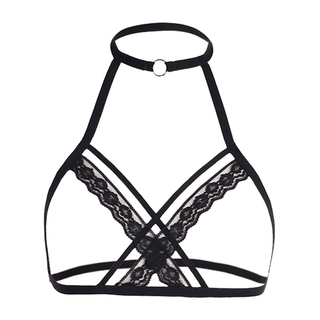 Alluring Women Cage Bra Elastic Cage Bra Strappy Hollow Out Bra Bustier ...
