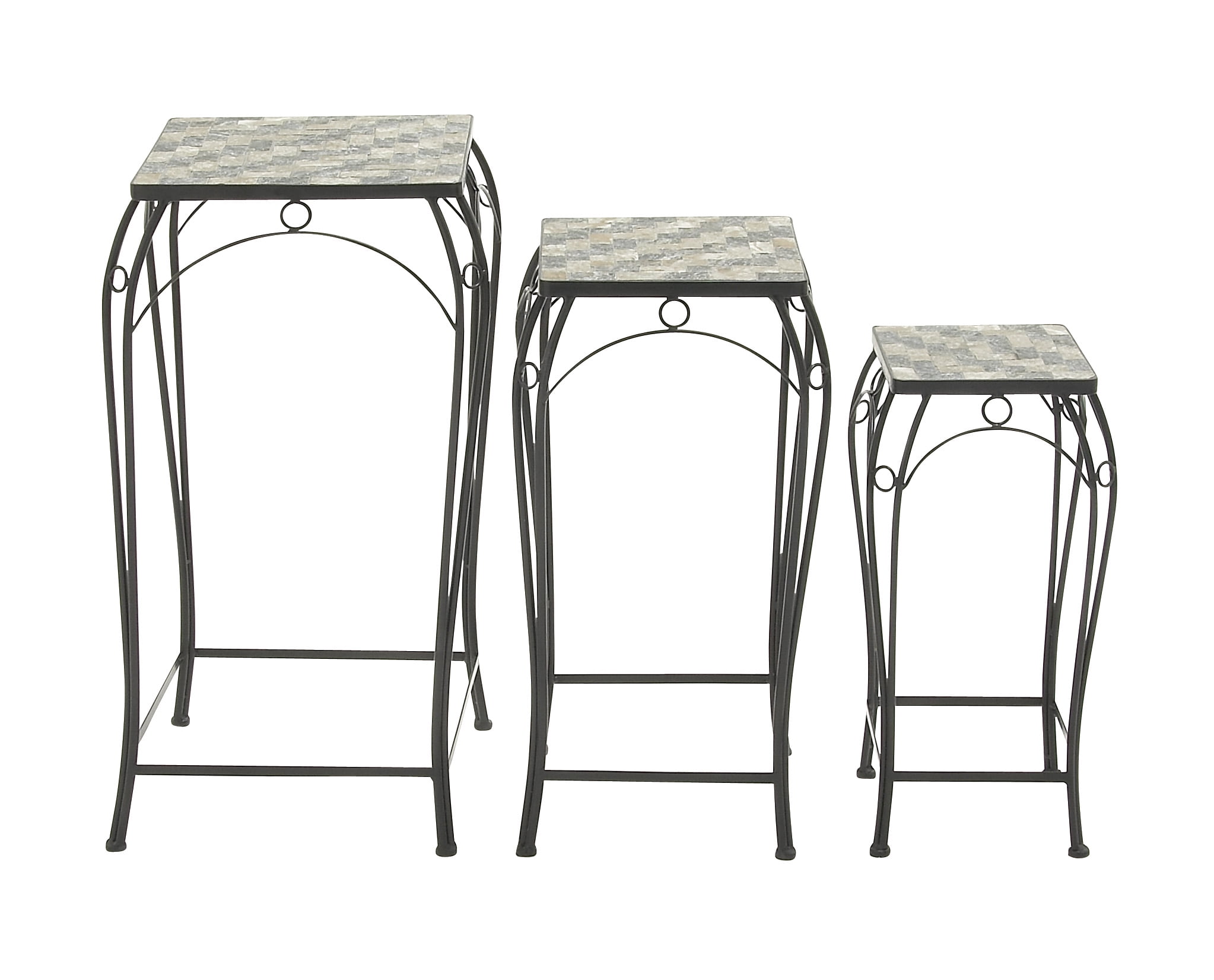 Alluring set of 3 Metal Stone Plant Stand - Walmart.com