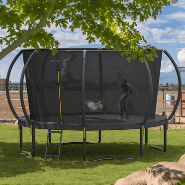 JUMPZYLLA 14FT Trampoline with Enclosure Net & Ladder - Easy ...