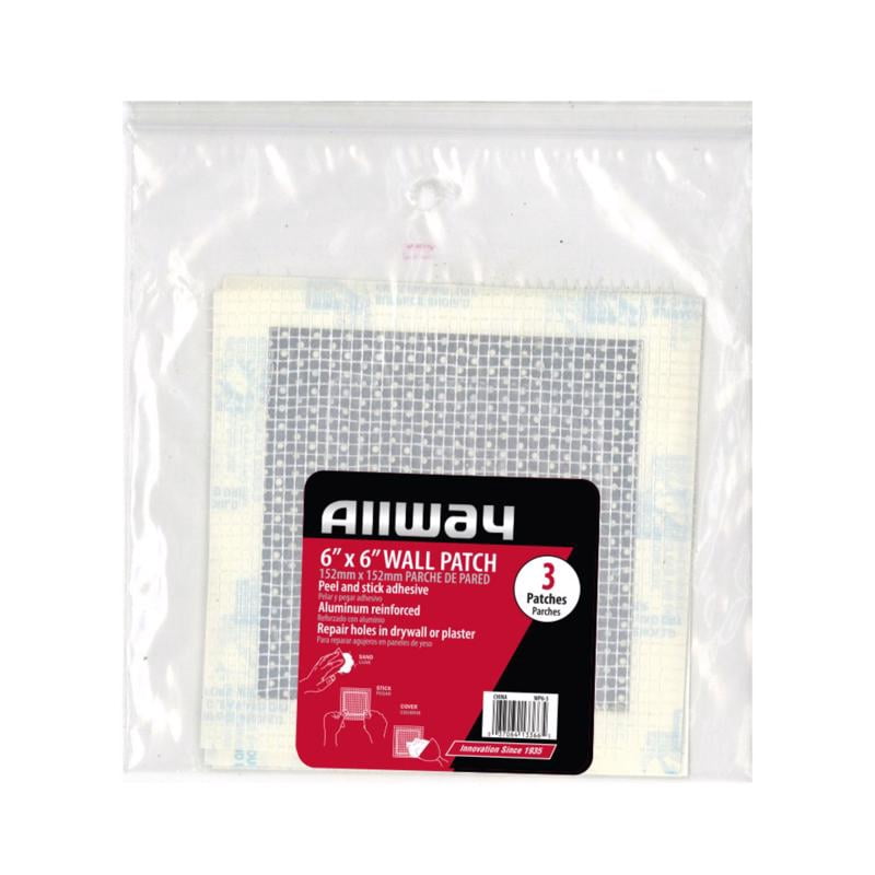 ALLWAY WP6-3 Self-Adhesive Mesh Drywall Patches, 6" X 6", 3 Pack ...