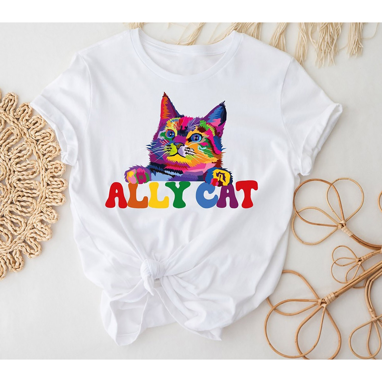 Ally Cat LGBTQ, Ally Pride, Vintage Lgbt Shirt, Pride Month Gift, Human ...