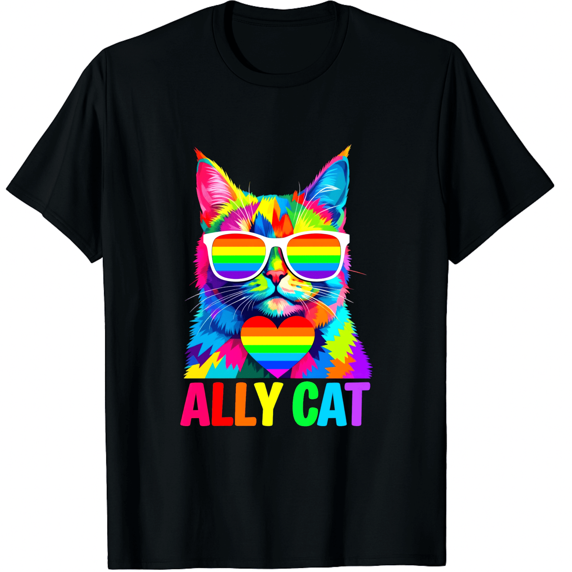 Ally Cat Rainbow Feline Pride LGBTQ Unisex T-Shirt - Walmart.com
