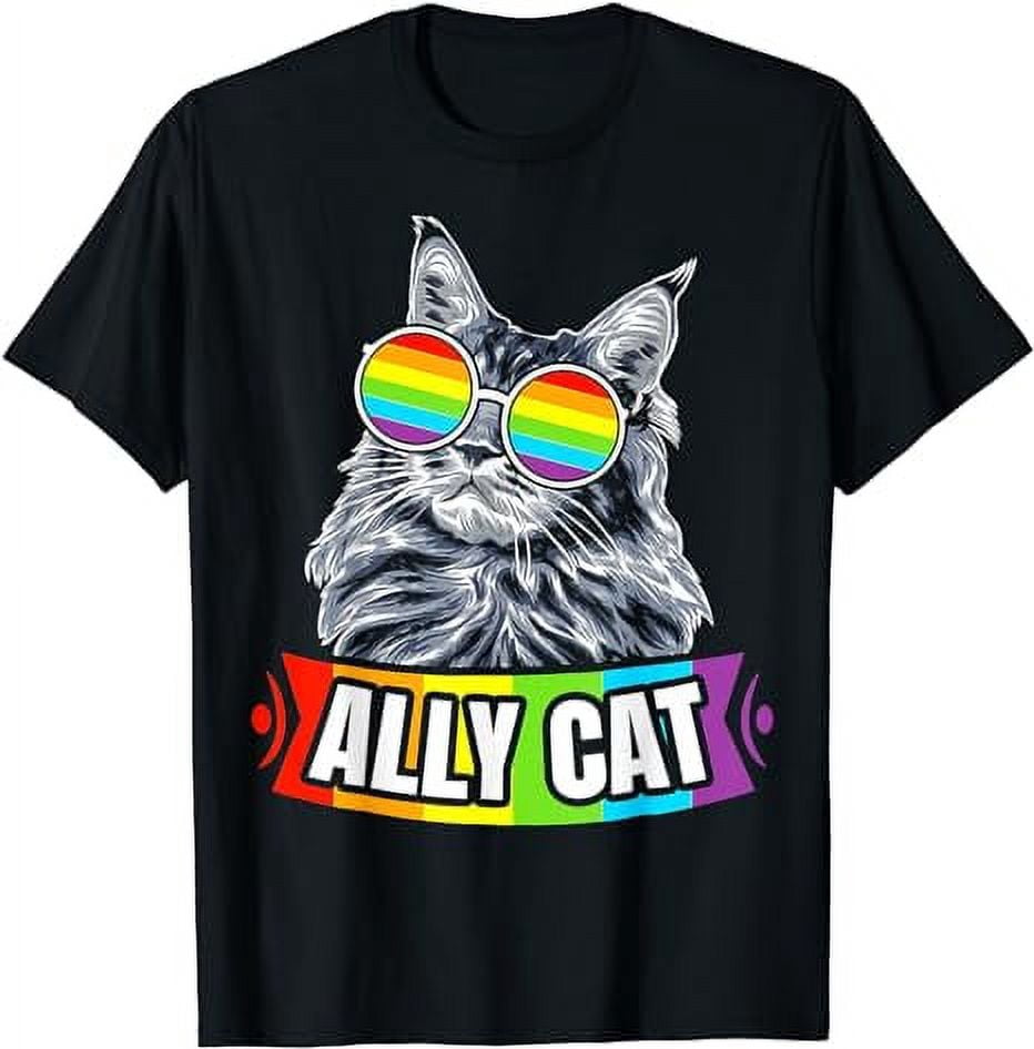 Ally Cat Rainbow LGBT LGBTQ Lesbian Gay Trans Pride Gift T-Shirt ...