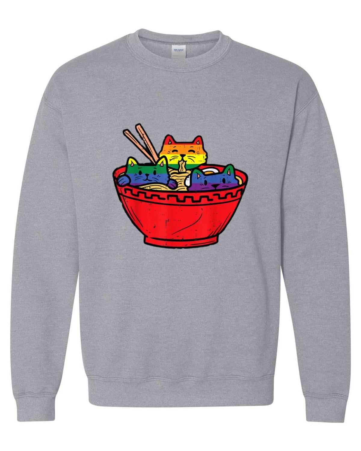 Ally Flag Sweatshirt with Anime Cats and Ramen Food Theme, for men ...