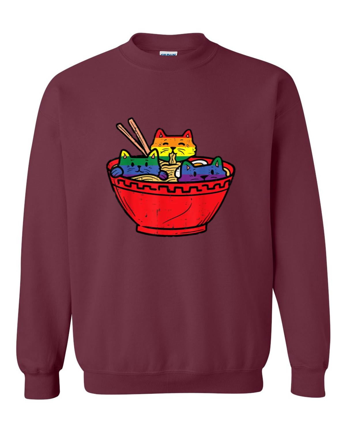 Ally Flag Sweatshirt with Anime Cats and Ramen Food Theme, for men ...