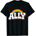 Ally Groovy Typography Rainbow Arch Pride LGBTQ Unisex T-Shirt ...