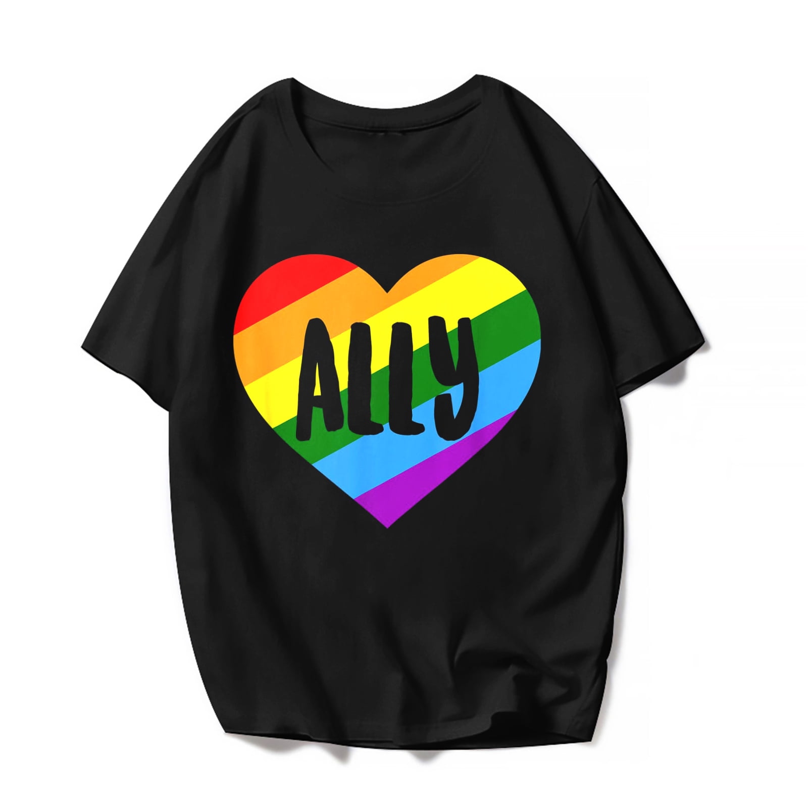 Ally Heart LGBTQ Pride Flag Rainbow T-Shirt Women Men Tops Gay ...
