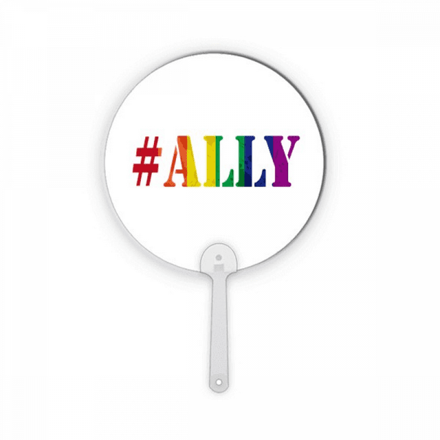 Ally LGBT Rainbow Pattern Plastic Round Handheld Fan Decorations Craft ...
