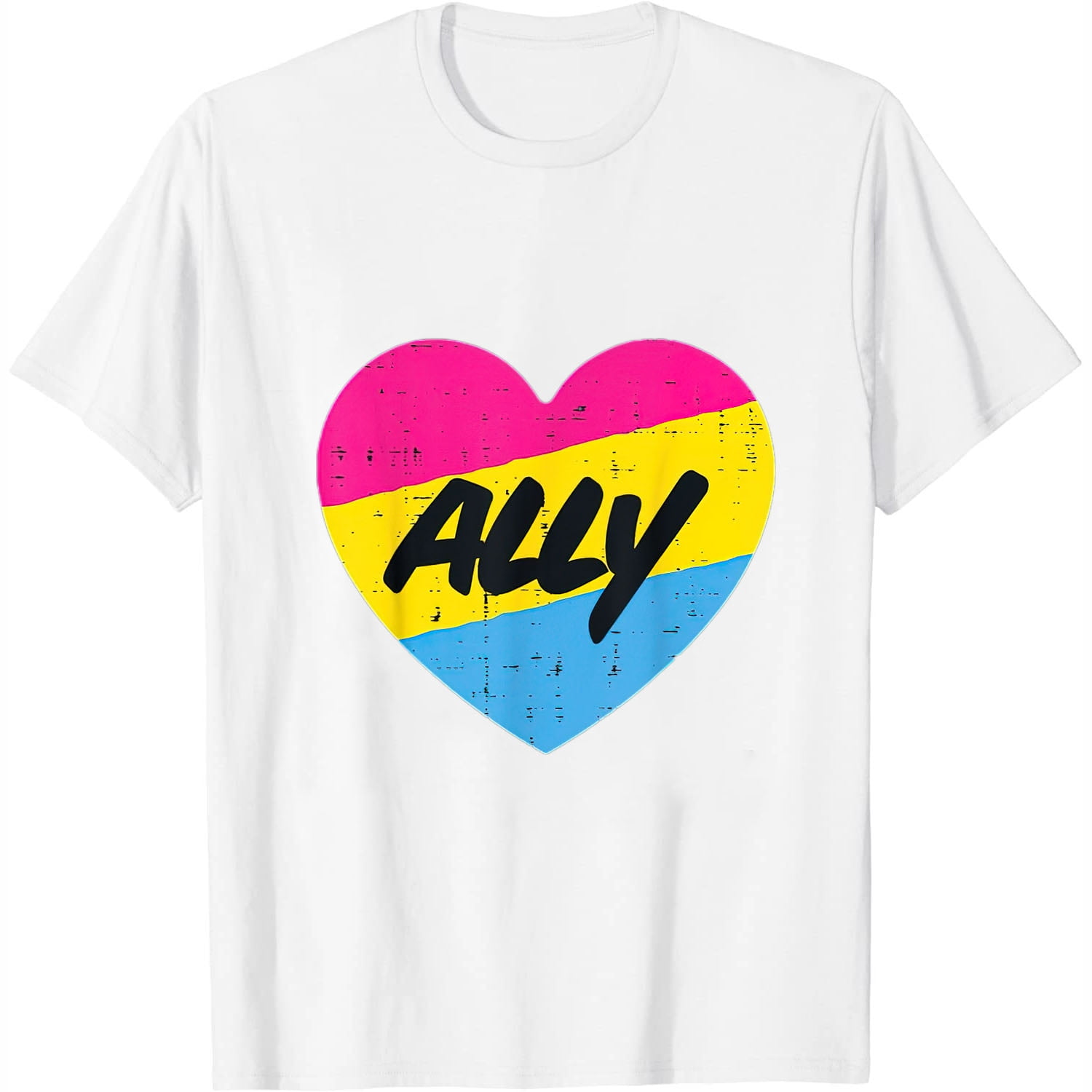 Ally Pansexual Heart Cute Pan Pride Flag LGBTQ Men Women T-Shirt White ...
