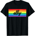 Ally Script Text Rainbow Flag Background Pride LGBTQ Unisex T-Shirt ...