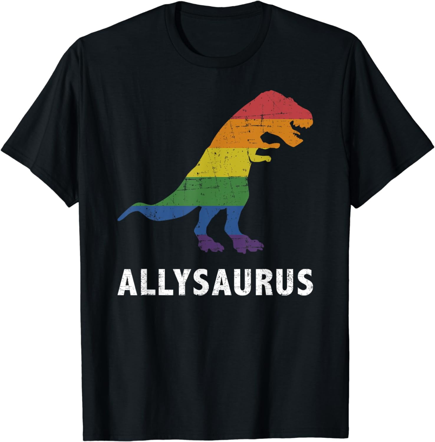 Allysaurus dinosaur in rainbow flag for ally LGBT pride Cotton T-Shirt ...
