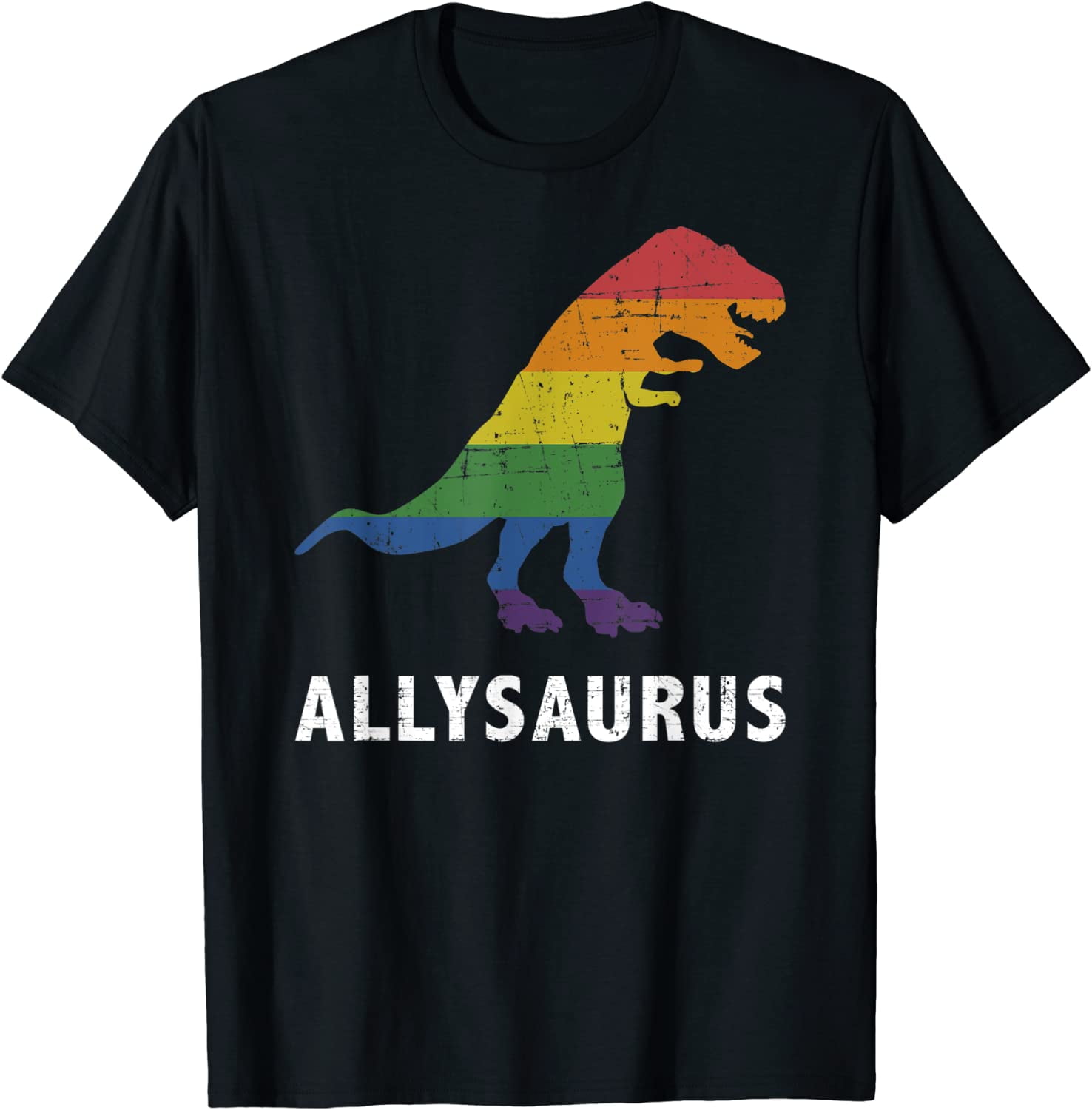 Allysaurus dinosaur in rainbow flag for ally LGBT pride T-Shirt ...