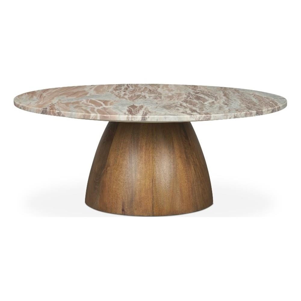 Allyson Round Brown Pedestal w/ Pink Marble Top Coffee Table - Walmart.com