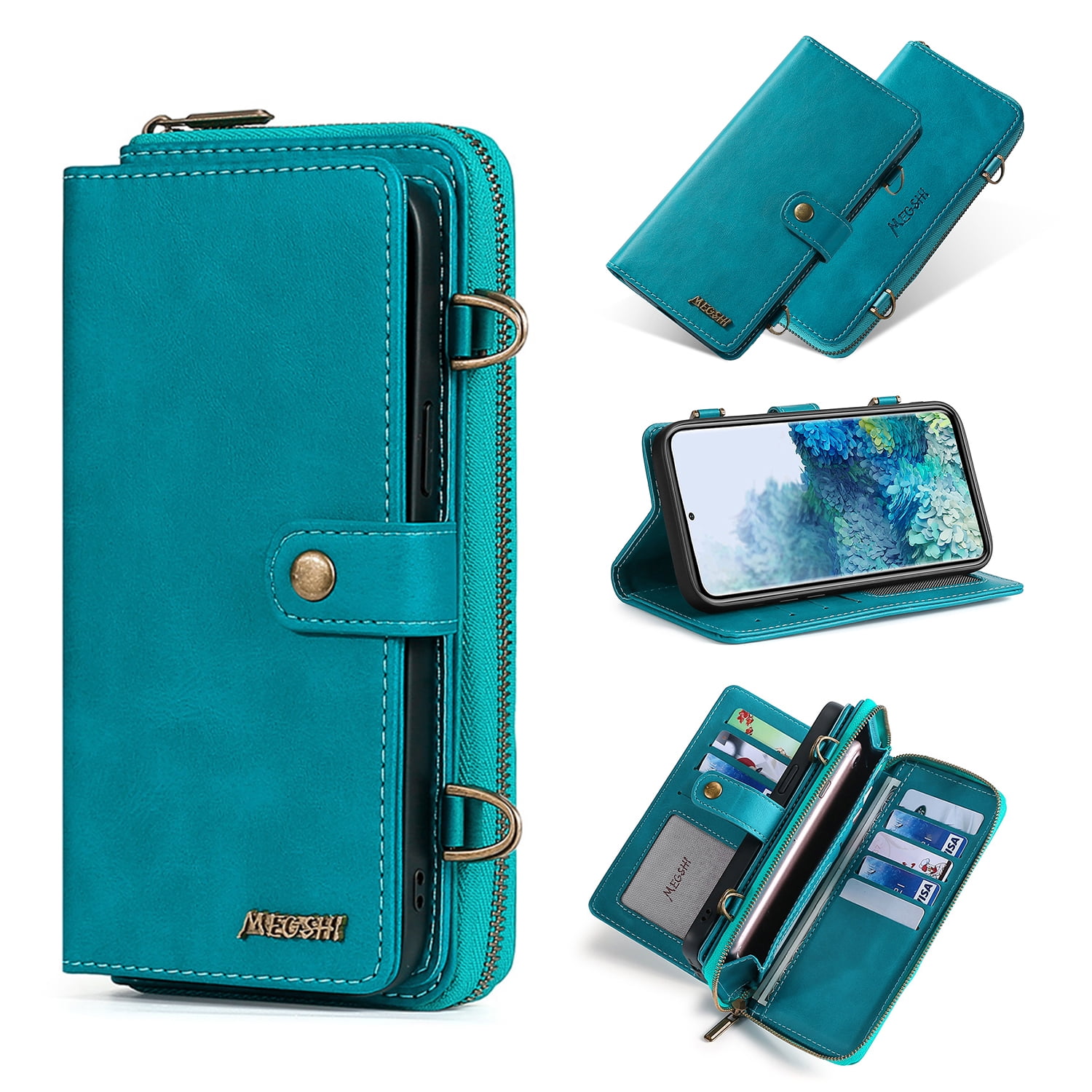 Allytech Compatible with Samsung Galaxy S20 FE Wallet Case 15 Card Holder Magnetic Detachable ...
