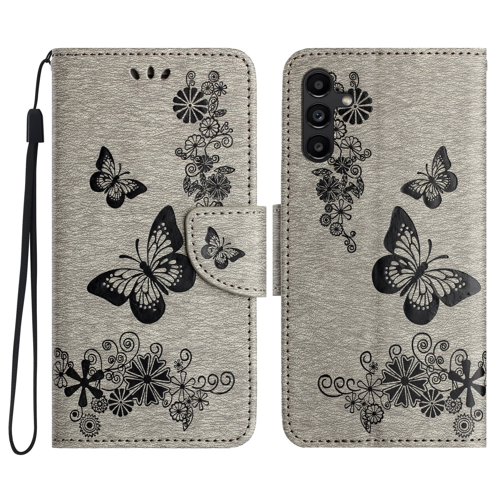 Allytech Galaxy A05S Wallet Case, PU Leather Butterfly Embossed Flip Folio Stand Protective ...