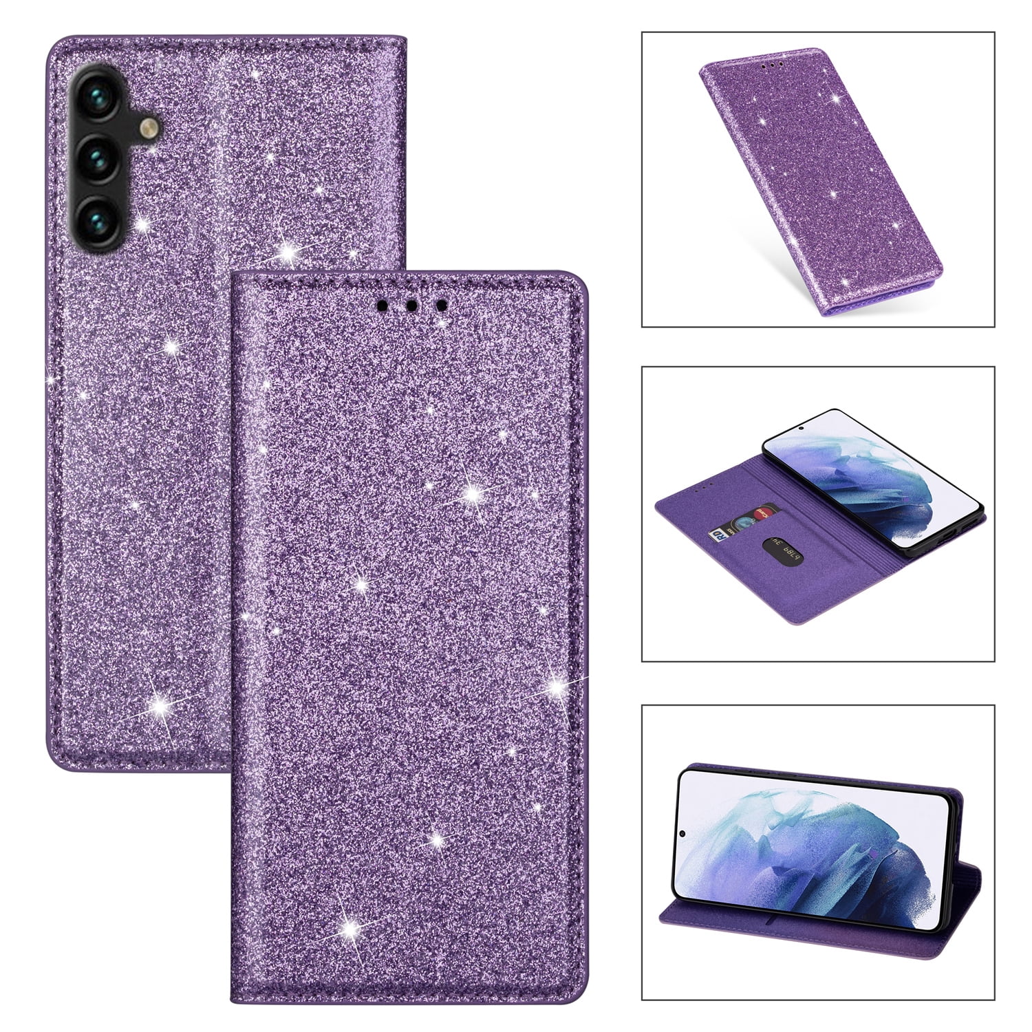 Allytech Galaxy A15 5G Wallet Case Bling Glitter Design, Slim PU ...
