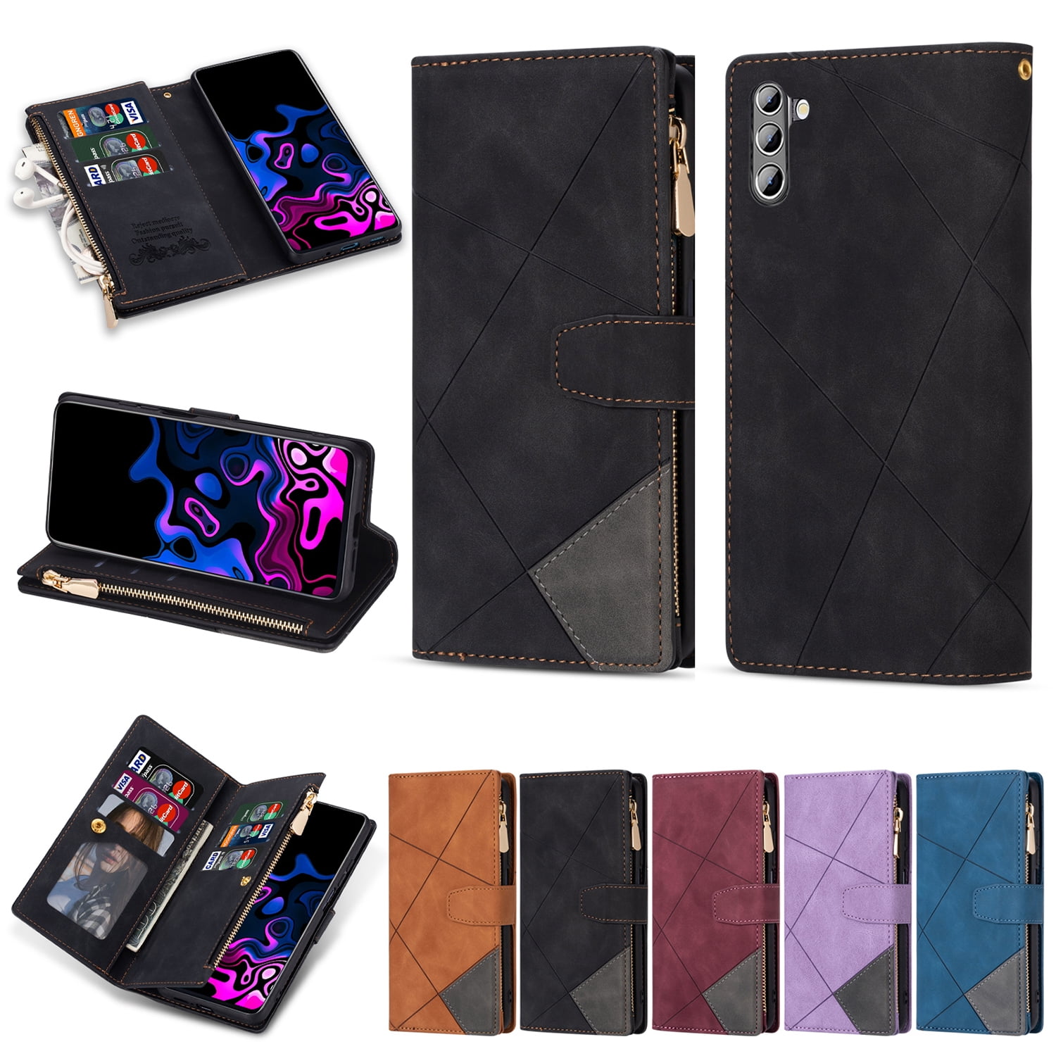 Allytech Galaxy A37 Wallet Case with Zipper Pocket, Premium PU Leather ...