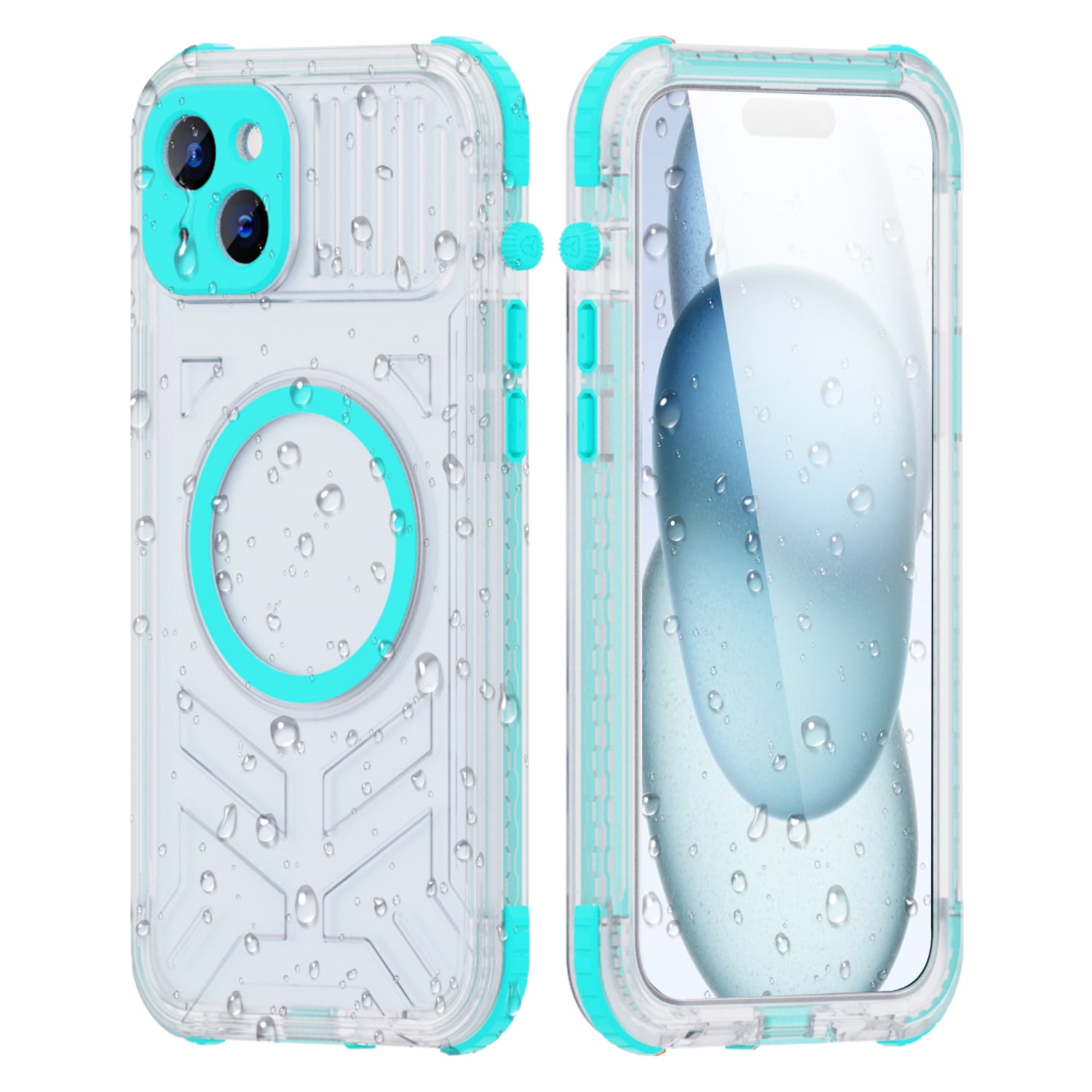 Allytech IP68 Waterproof Case for iPhone 15 Plus - Built-in Screen Protector - Wireless Charging ...