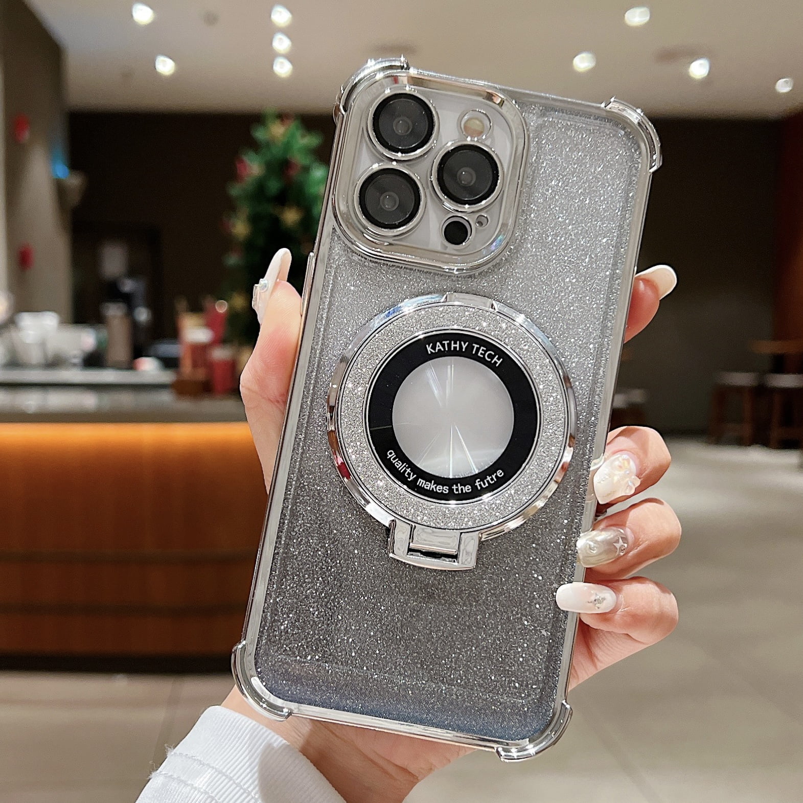 Allytech Magnetic Case for iPhone 16 Pro Max, Stylish Gradient Glitter Bling Case Compatible ...