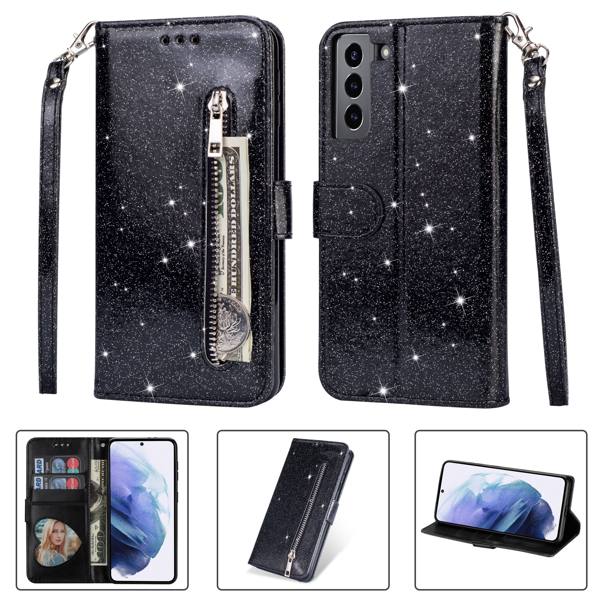 Allytech Samsung Galaxy S22+ Plus Case, Stylish Bling Glitter PU ...