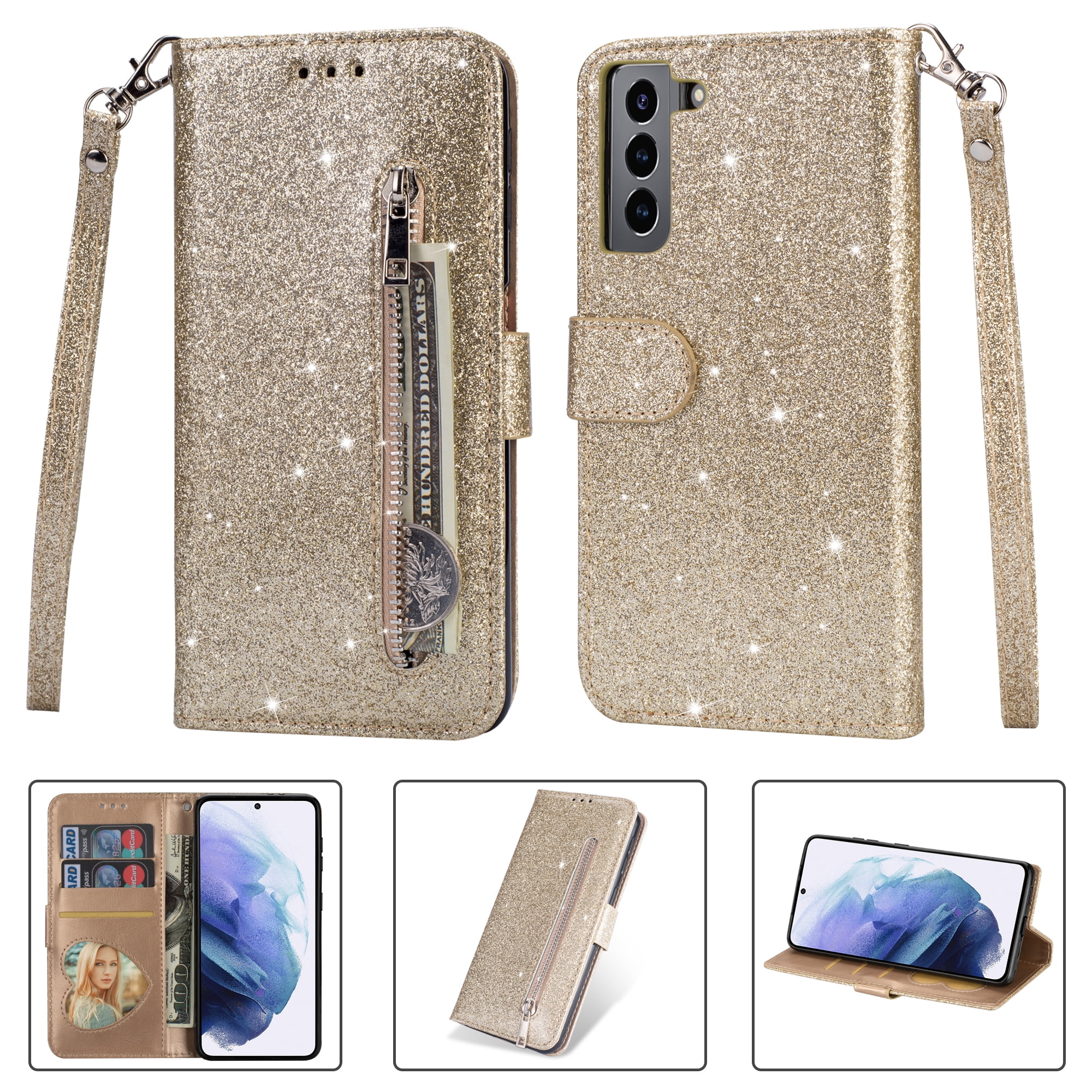Allytech Samsung Galaxy S22+ Plus Case, Stylish Bling Glitter PU ...