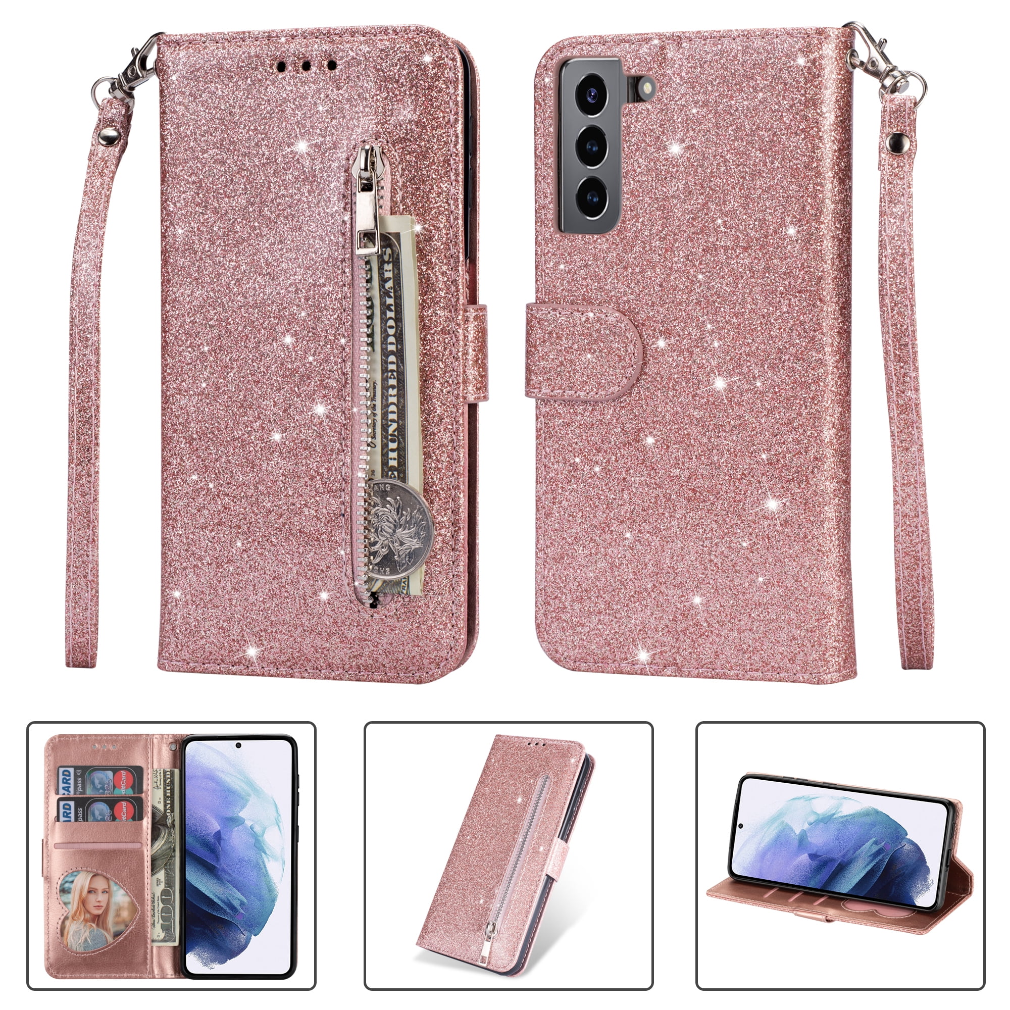 Allytech Samsung Galaxy S22+ Plus Case, Stylish Bling Glitter PU ...