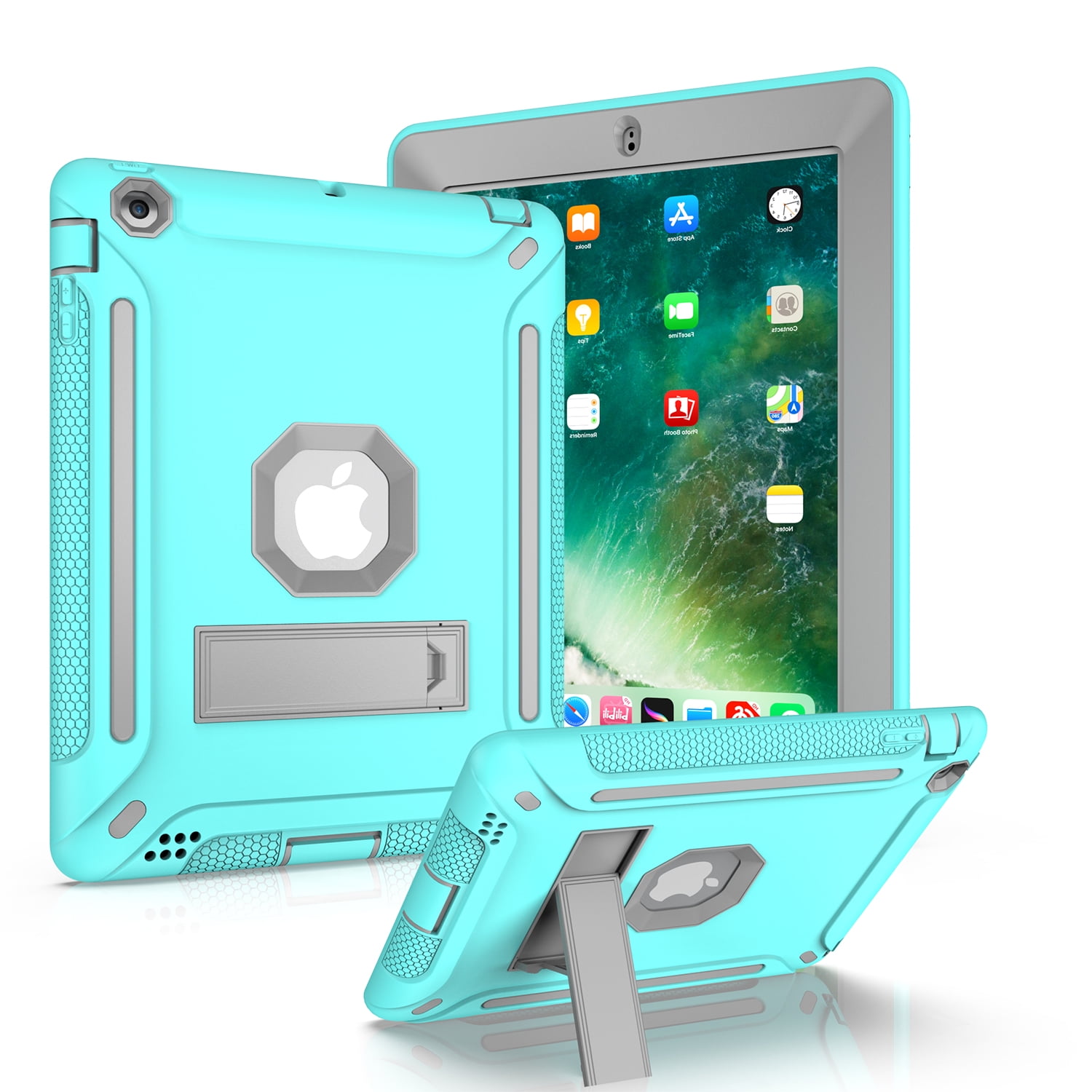 Allytech Silicone Case for iPad 4 / iPad 3/ iPad 2, Three Layers Silicone+PC Heavy Duty Defender ...