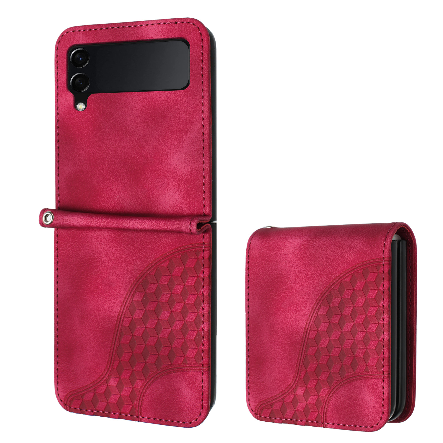 Allytech Slim PU Leather Case for Galaxy Z Flip 4, 3D Geometric Lattice ...