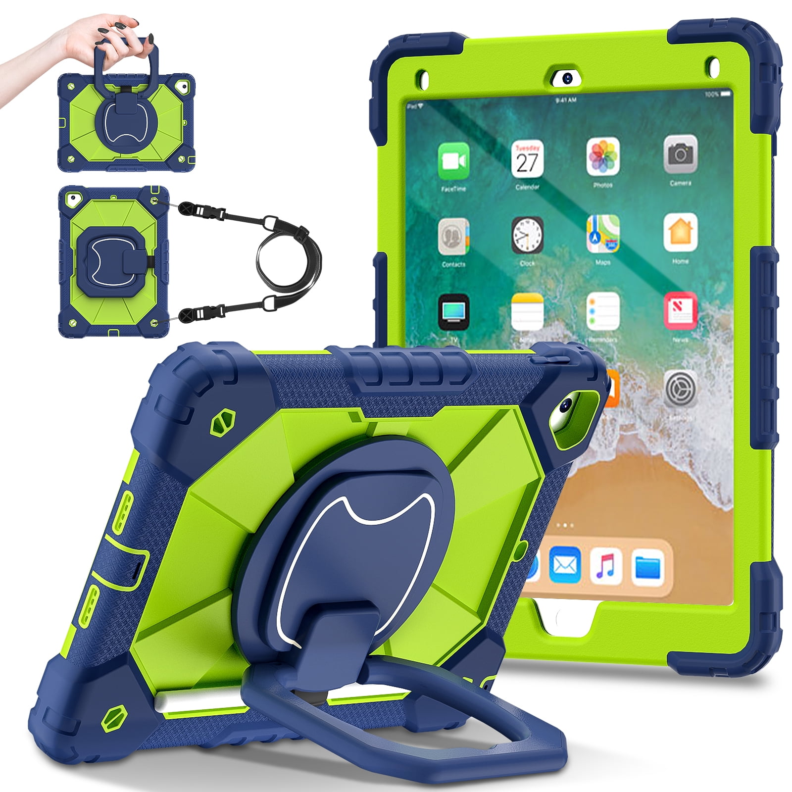 Allytech iPad 6th 5th Generation Case 9.7", 360 Rotating Kickstand ...