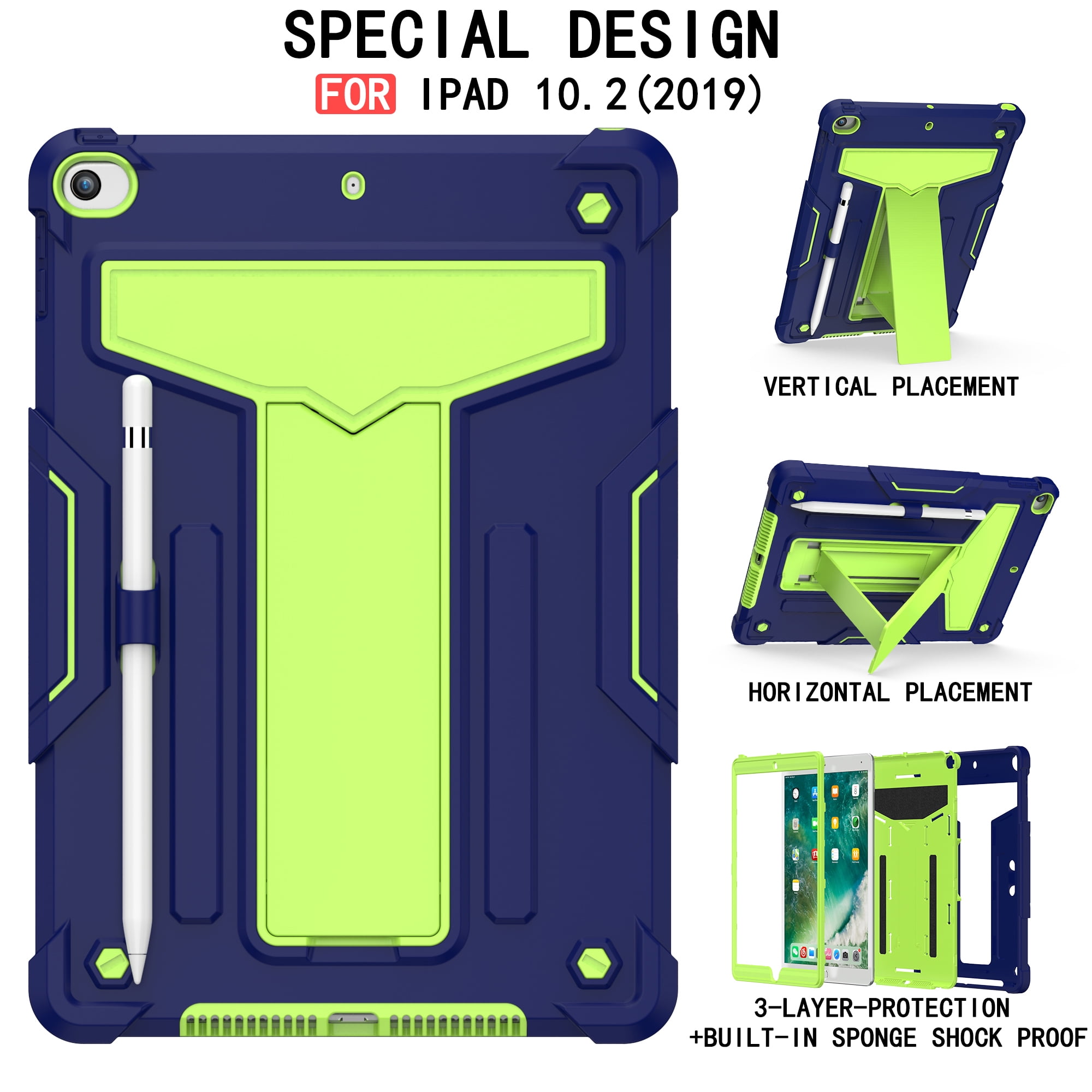 Allytech iPad 7th Generation Cases, iPad 10.2" 2019 Case Heavy Duty ...