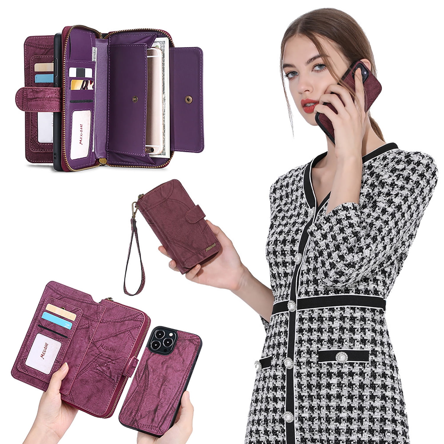 Allytech iPhne 15 Pro Max Wallet Case, Detachable Back Cover Slim Fit ...