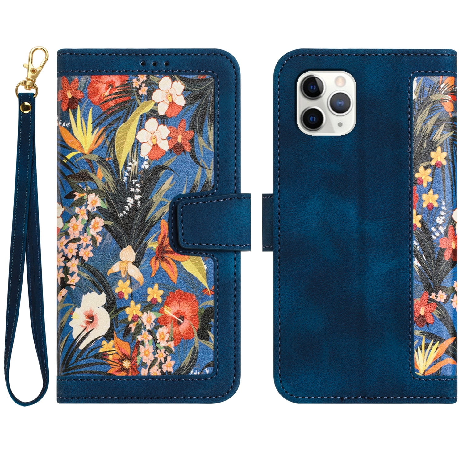 Allytech iPhone 12 Case Wallet, iPhone 12 Pro Wallet Case, Chic Flower ...